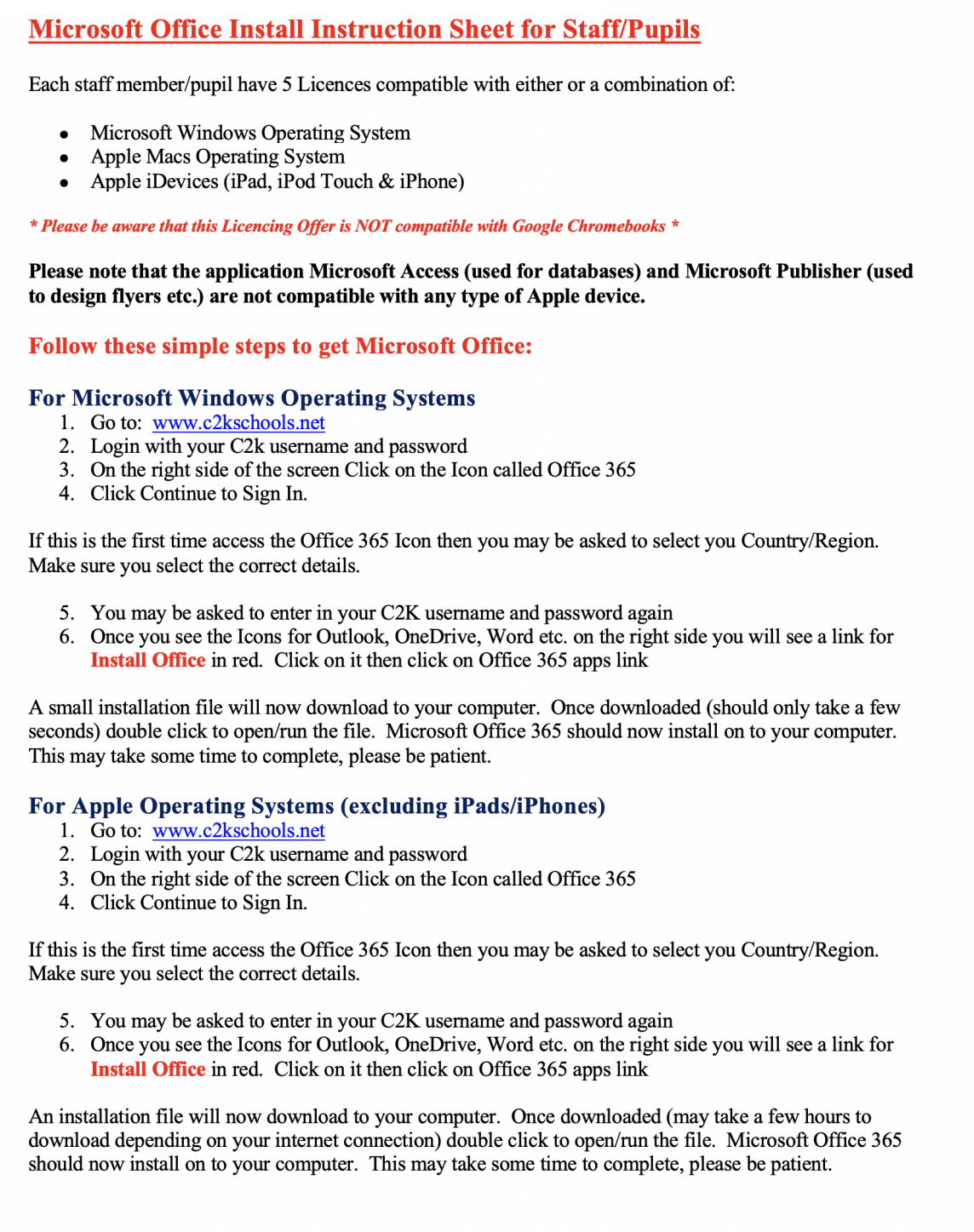 Microsoft Office Install Instruction Sheet for Staff/Pupils « Belfast ...